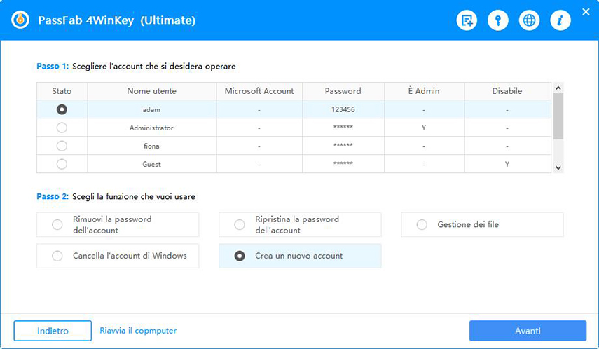 PassFab 4WinKey Guida - Rimuovere o reimpostare la password di accesso ...
